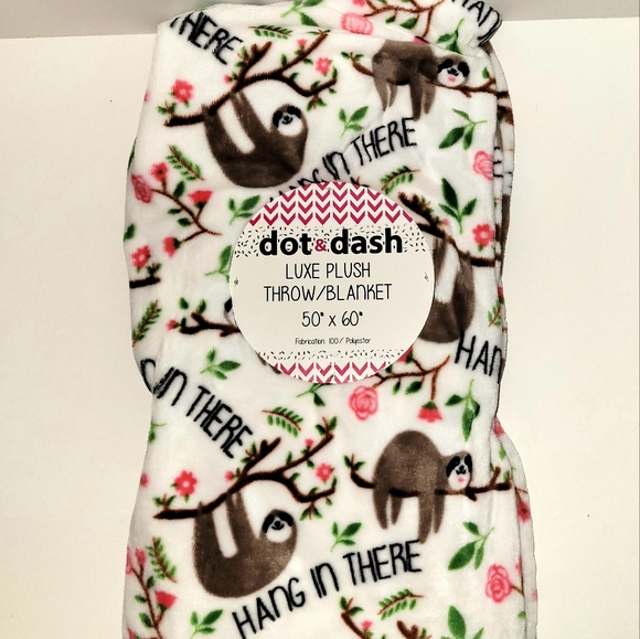 Dot & Dash | Bedding | Hang In There Sloth Luxe Plush Throw Blanket 5 X ...